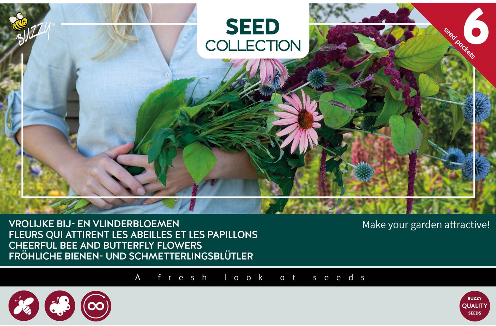 Collectie 6 soorten vrolijke bij- en vlinderbloemen – Buzzy Collection Florablom